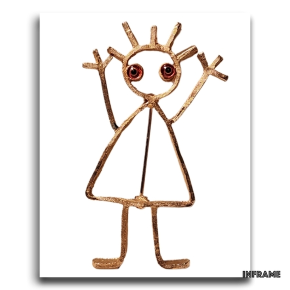 Vintage | Jewelry | Vintage Girl Stick Figure Goldplated Brooch | Poshmark